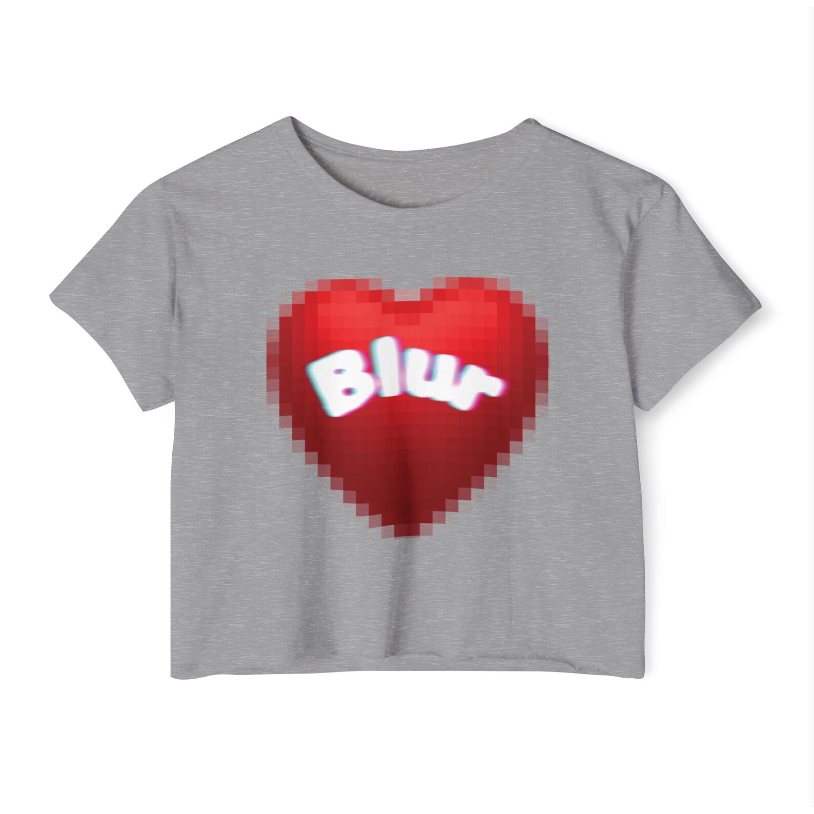Pixelated Red Heart Blur Crop Top | Festival Love Graphic Tee - Etsy