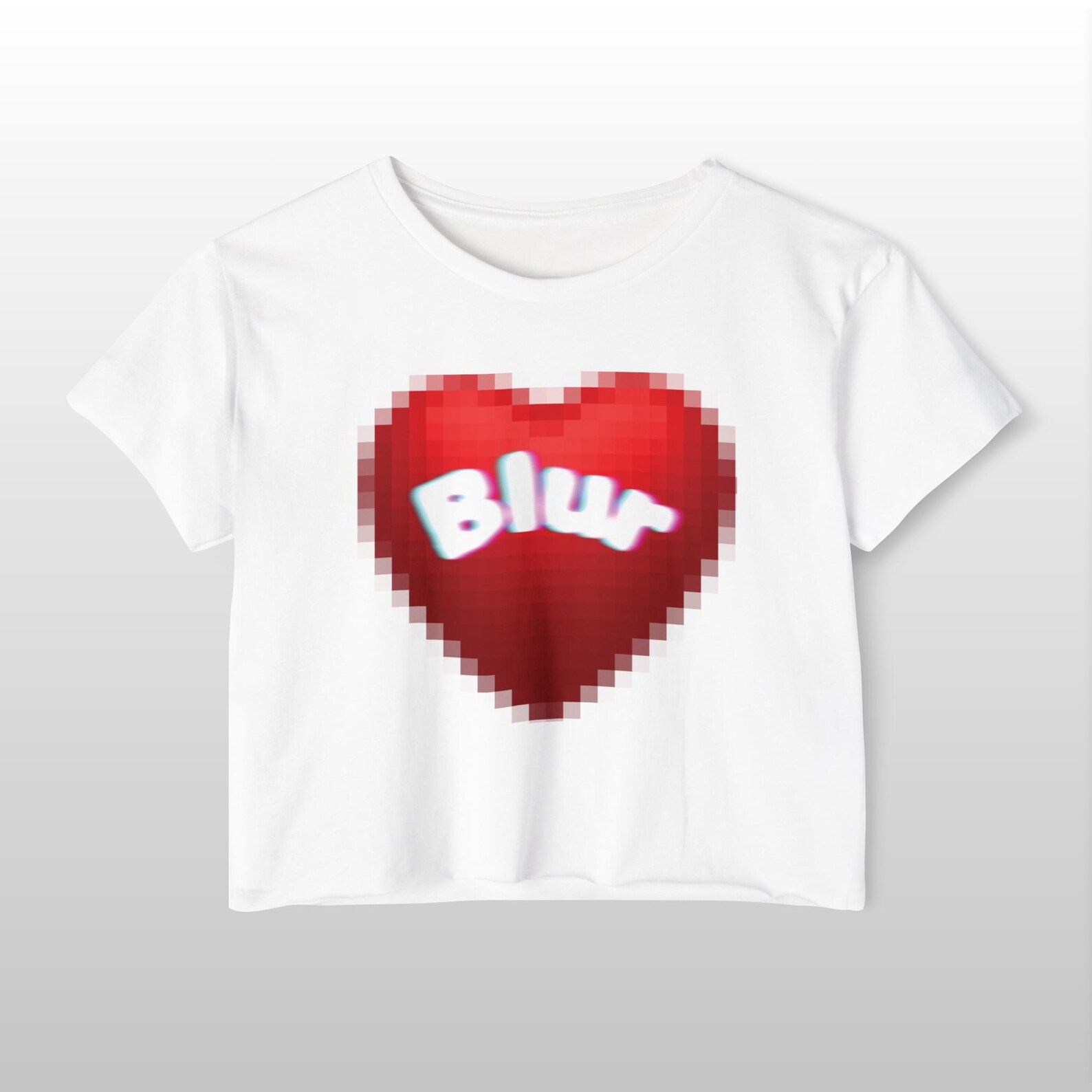 Pixelated Red Heart Blur Crop Top | Festival Love Graphic Tee - Etsy