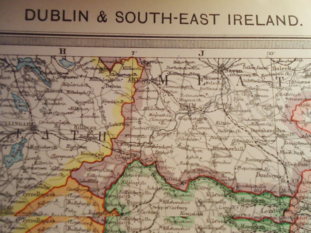 The Dublin and South East Ireland Map. Coloured.1909 - Etsy