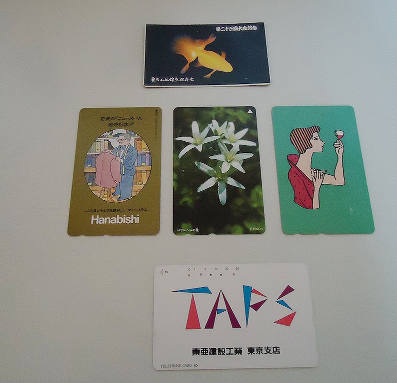 Authentic Five Japanese Telephone Cards. Used.80s - Etsy