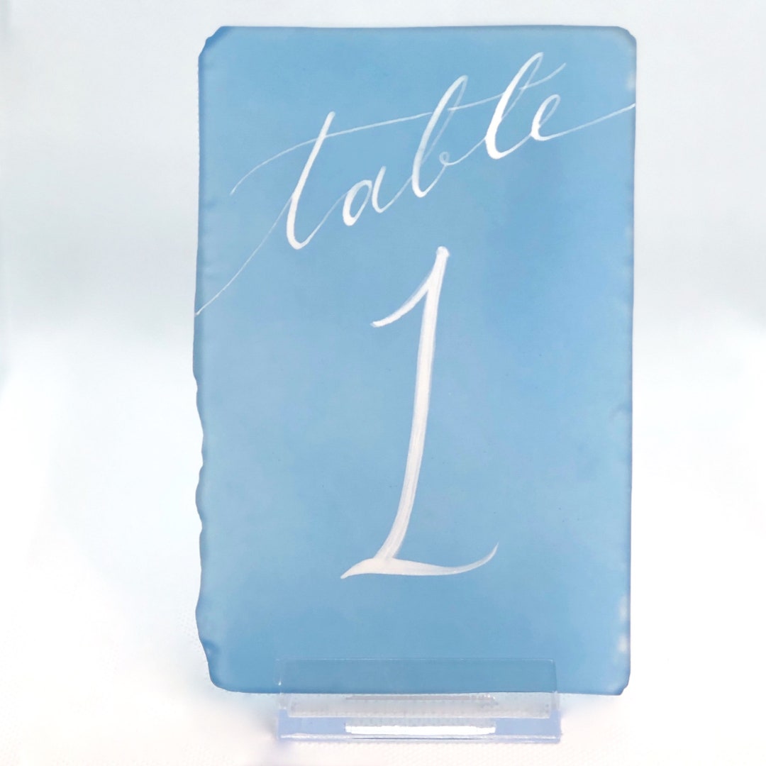 4 Sea Glass Table Numbers With Acrylic Stands - Etsy