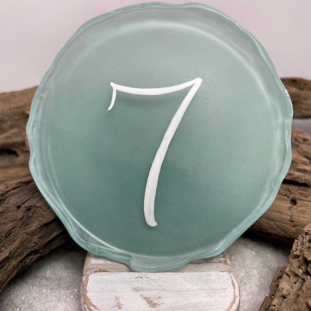 Sea Glass Table Signs With Wooden Stands - Etsy