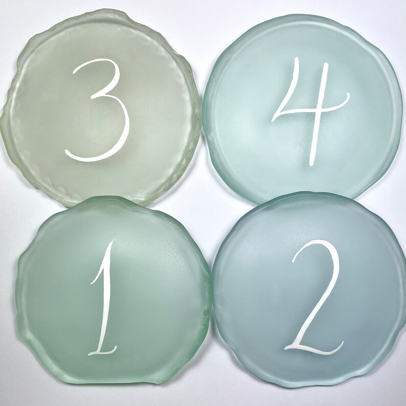 Sea Glass Table Signs With Acrylic Stands - Etsy