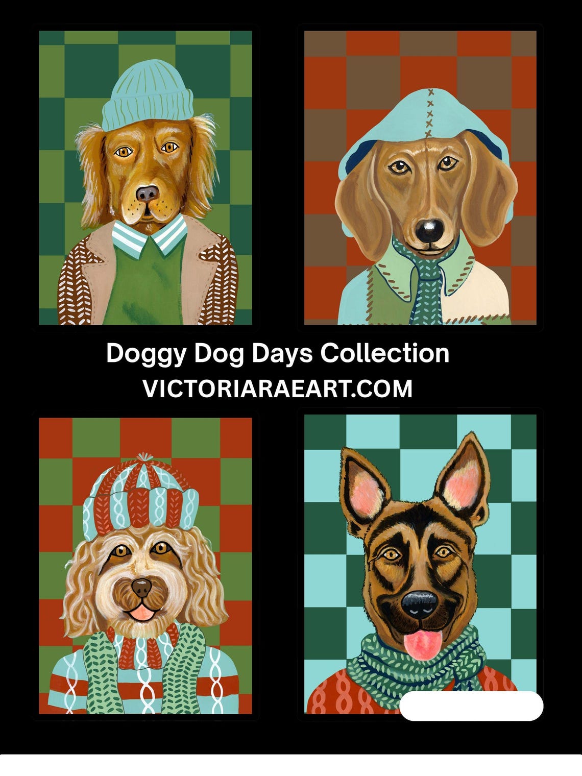 Riley Dog Art Print: Whimsical Doggy Dog Days Collection - Etsy