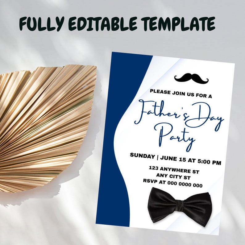 Happy Fathers Day Party Invitation Template / Editable Happy Fathers ...