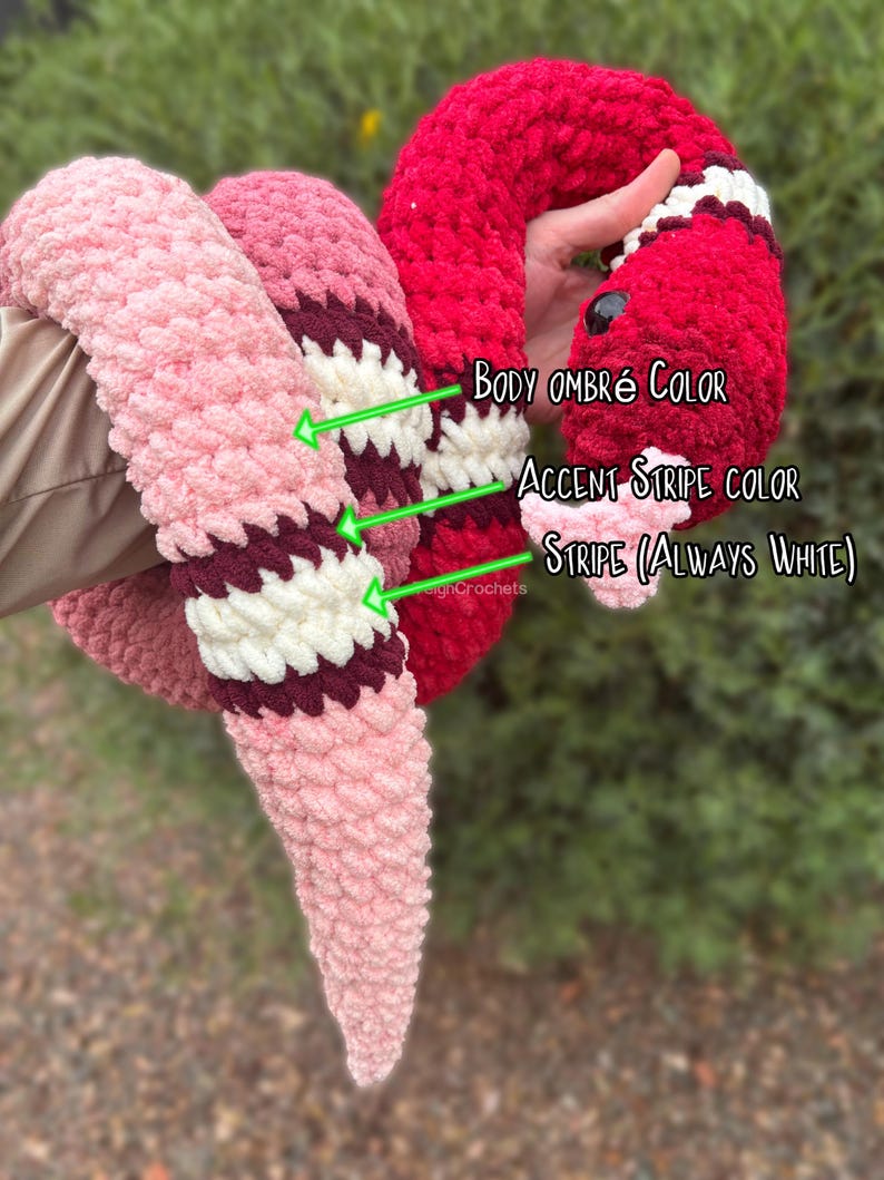 6ft Crochet Snake Plush Long Amigurumi Madetoorder Handmade Custom ...
