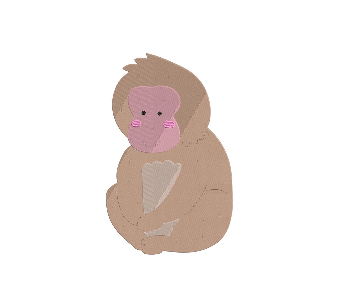 Cute Monkey Embroidery Design, Digital File for Machine Embroidery, Shy ...