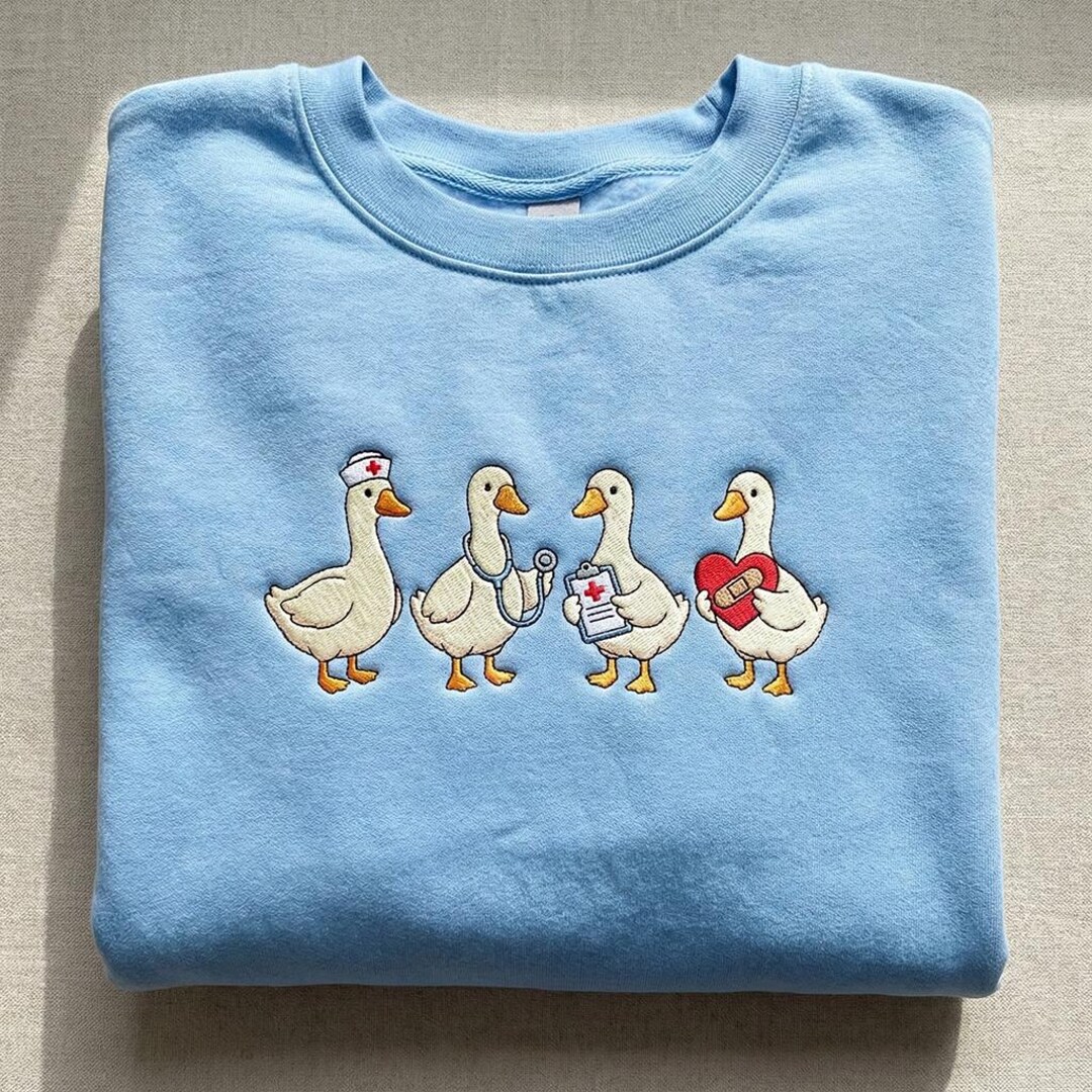 Nurse Duck Embroidery Sweatshirt, Cute Medical Ducks, Nurse Ducks With ...
