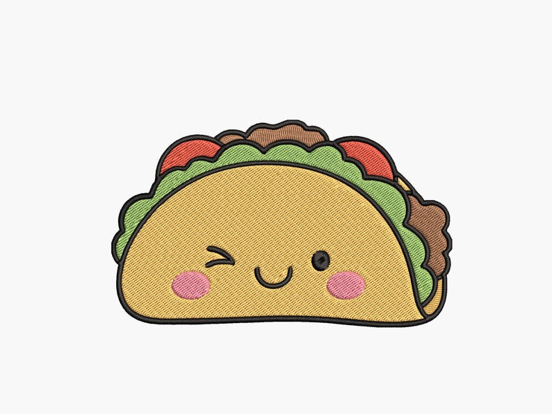 Cute Taco Embroidery Design, Kawaii Food Machine Embroidery File ...