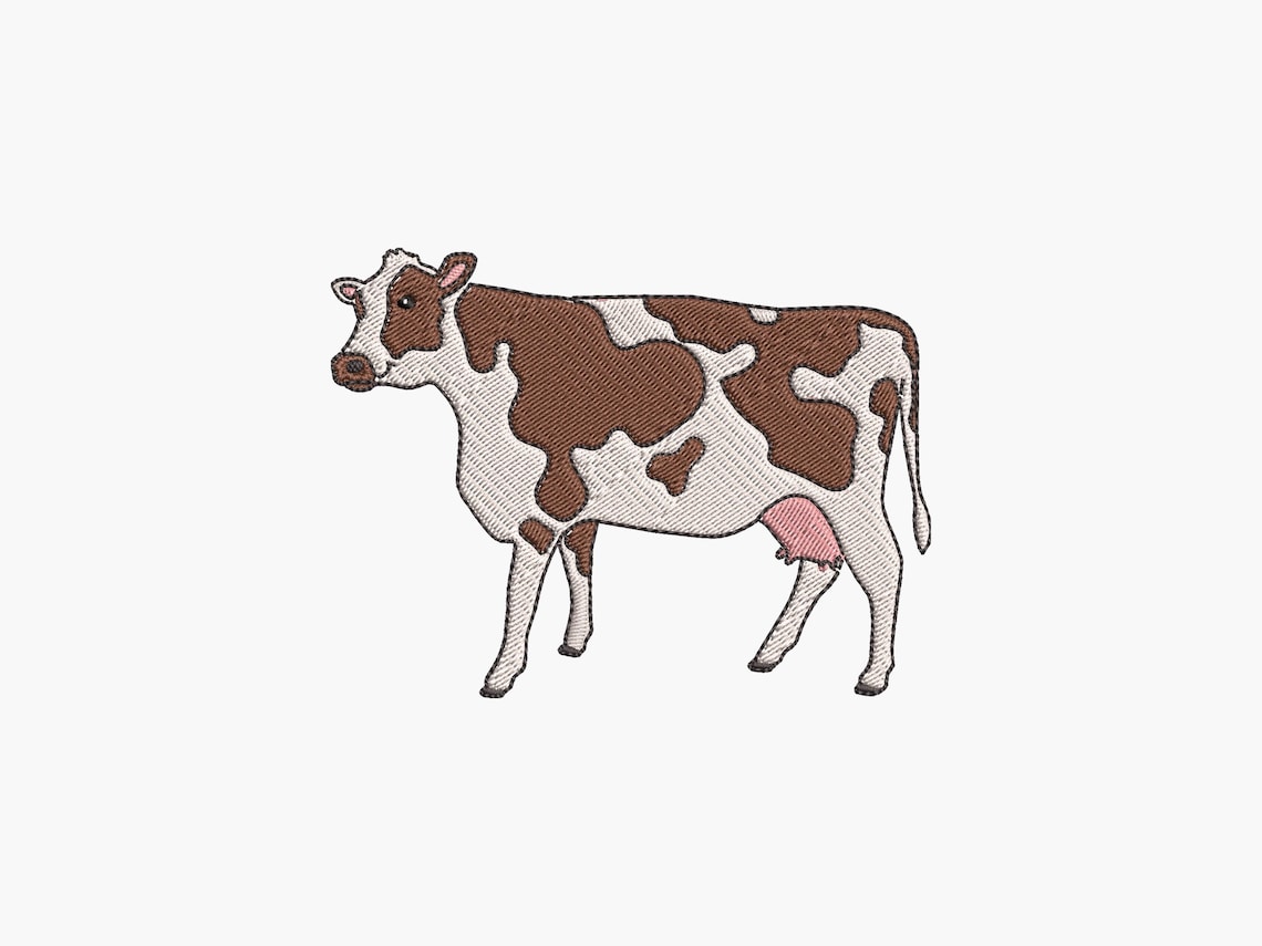 Dairy Cow Embroidery Design, Cute Farm Animal Machine Embroidery File ...
