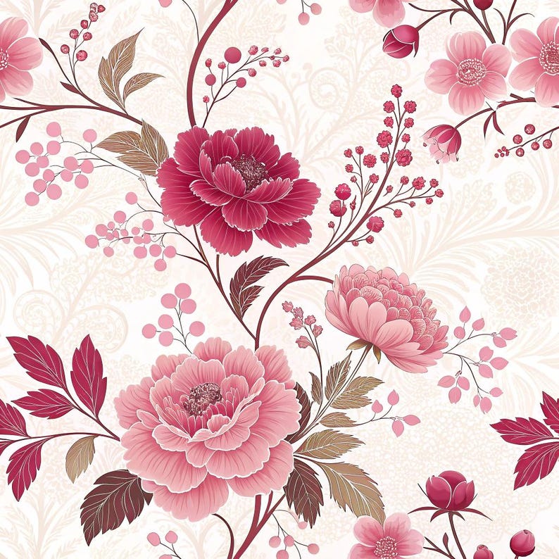 Peony Flower Patten Digital Print for Crafting and Design Projects - Etsy