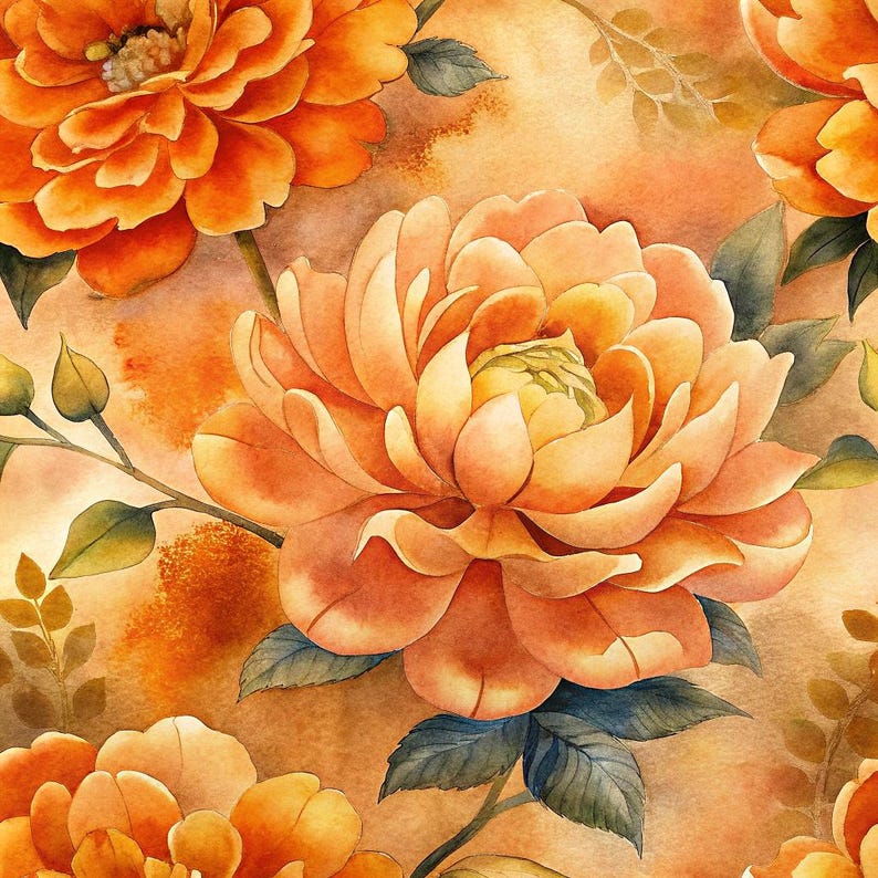 Peony Flower Patten Digital Print for Crafting and Design Projects - Etsy
