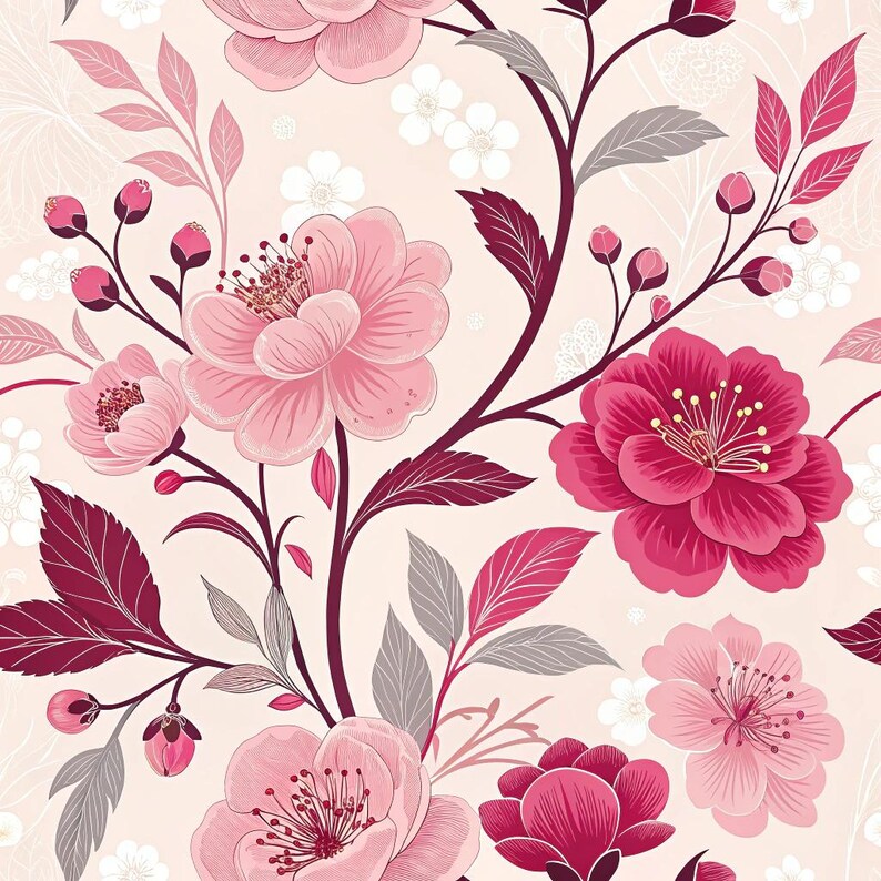 Peony Flower Patten Digital Print for Crafting and Design Projects - Etsy