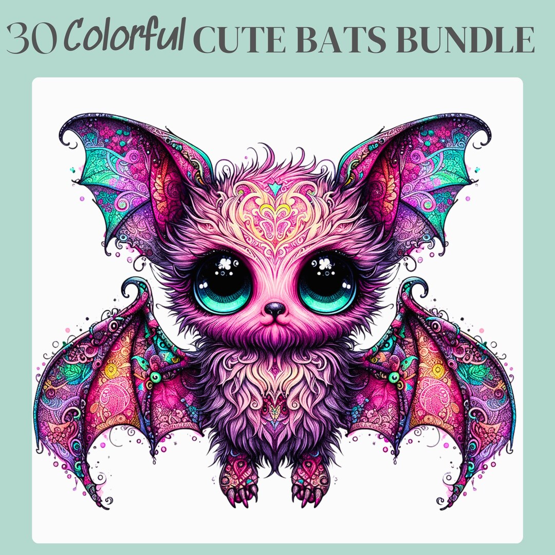 Whimsical Bat Clipart Bundle: Gothic Halloween PNG Graphics (digital ...