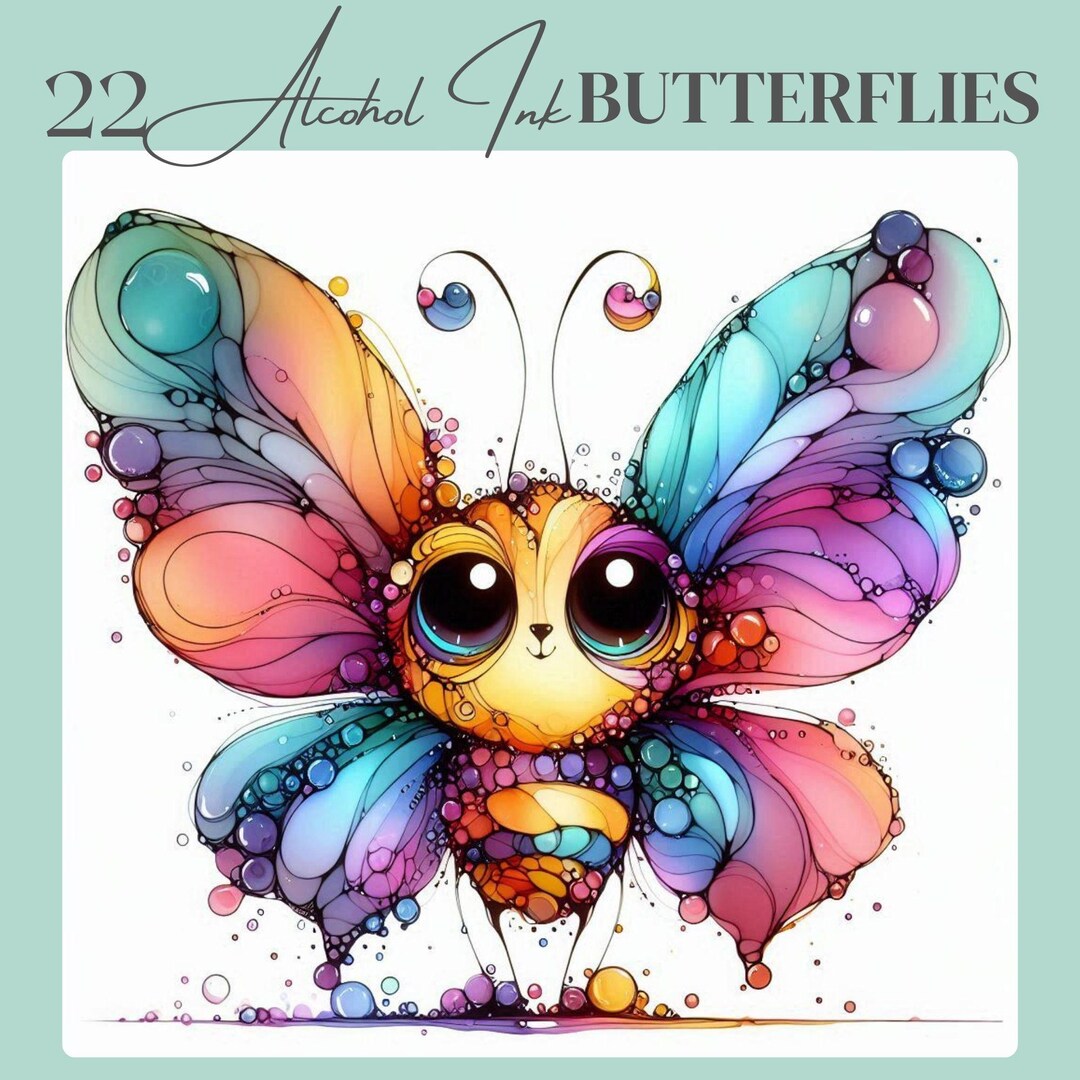Alcohol Ink Butterfly Clipart Bundle: Watercolor Style (digital ...