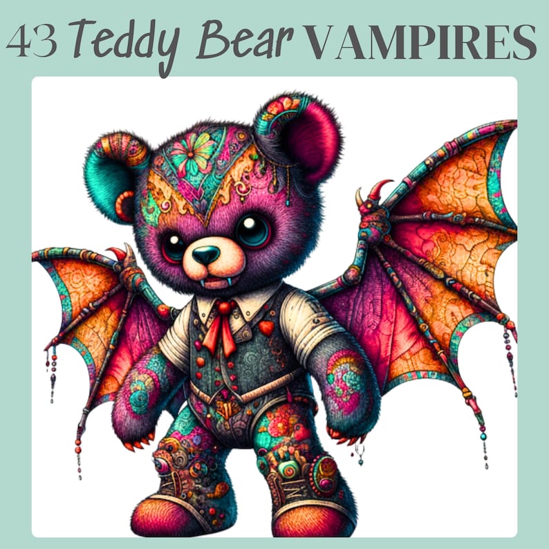 Vampire Teddy Bear PNG Clipart, Gothic Halloween Graphics (digital ...