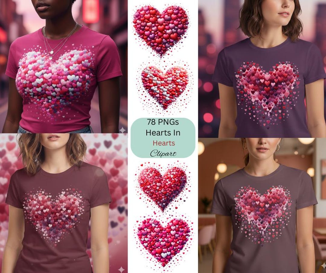 78 Hearts Inside Hearts PNG, Pink Heart Clipart Bundle, Watercolor Love ...
