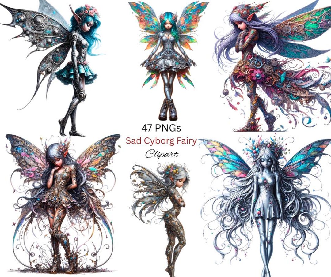 47 Sad Fairy Png, Metallic Cyber Fairy Clipart, Steampunk Fantasy, Junk ...