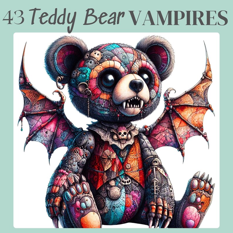 Vampire Teddy Bear PNG Clipart, Gothic Halloween Graphics (digital ...