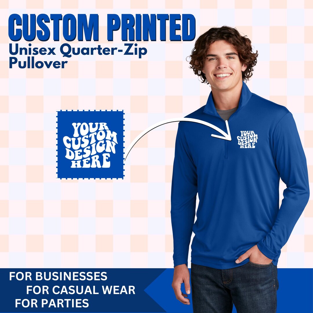 Custom Business Logo Quarter Zip Pullover – Personalized 1/4 Zip ...