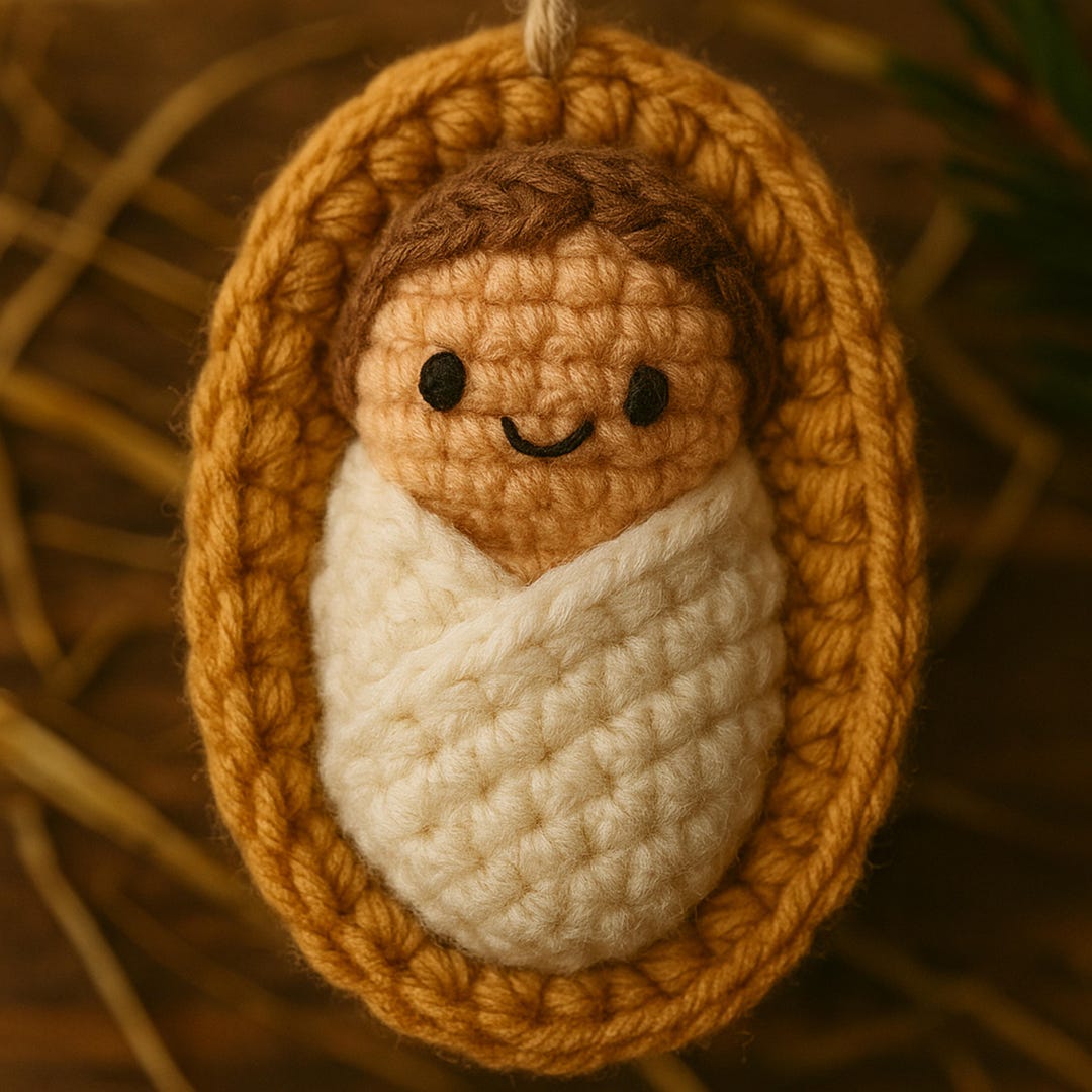 Crochet Baby Jesus in Manger Ornament PDF Pattern + Bonus Star & Manger ...