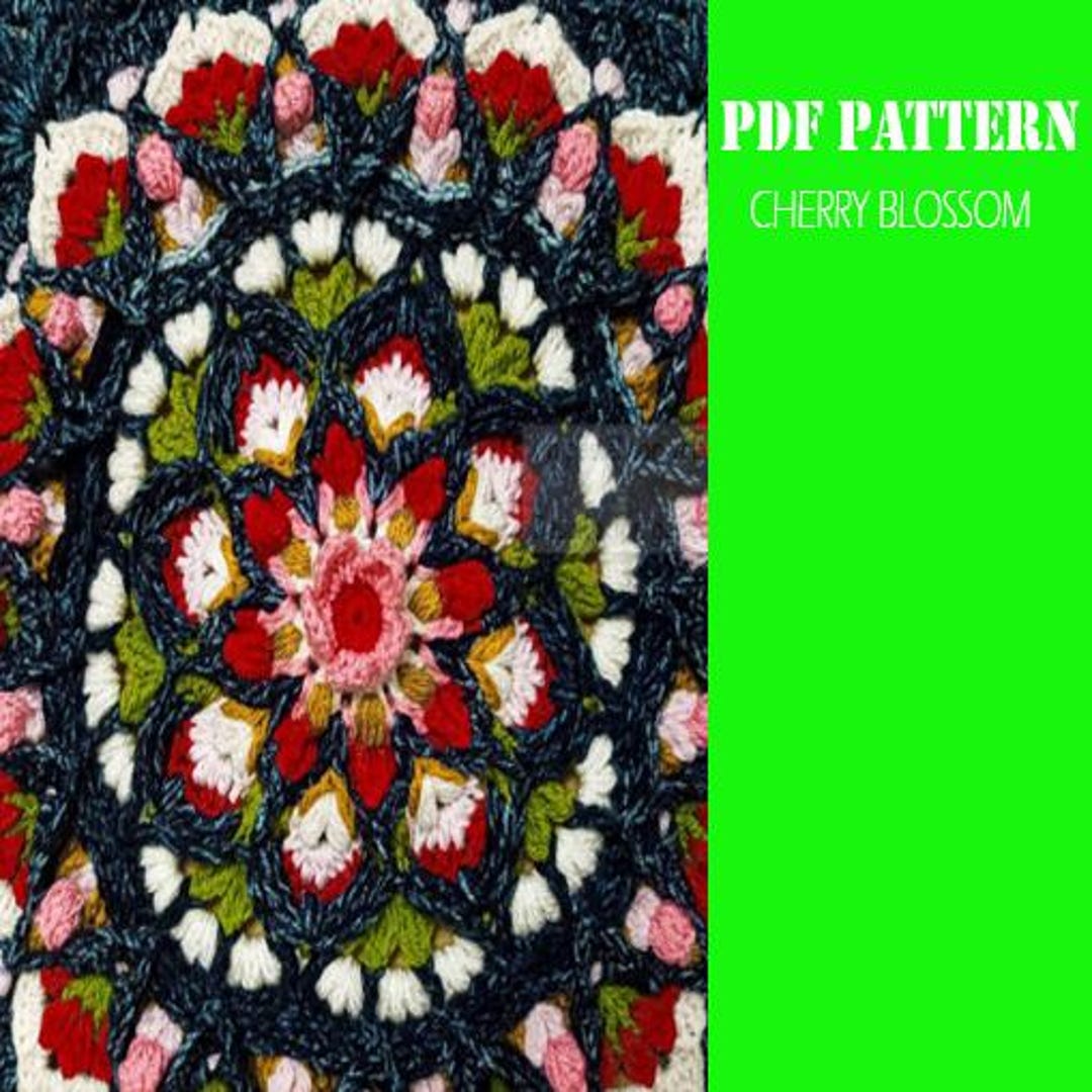 Cherry Blossom Mandala Crochet Pattern PDF – Textured Wall Art ...