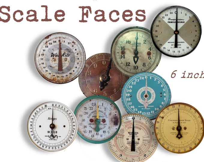Vintage SCALE FACES DIALS 6 Inch Craft Circles Industrial Meters and ...