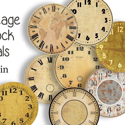 2 Digital Printable Watch Face steampunk Clocks - Etsy