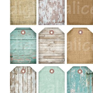 BEACH TEXTURES Printable Gift Tags, Beach House Collage Sheet, Digital ...