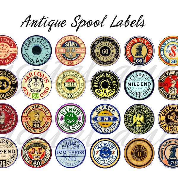 Vintage Wooden Spool Labels - Etsy