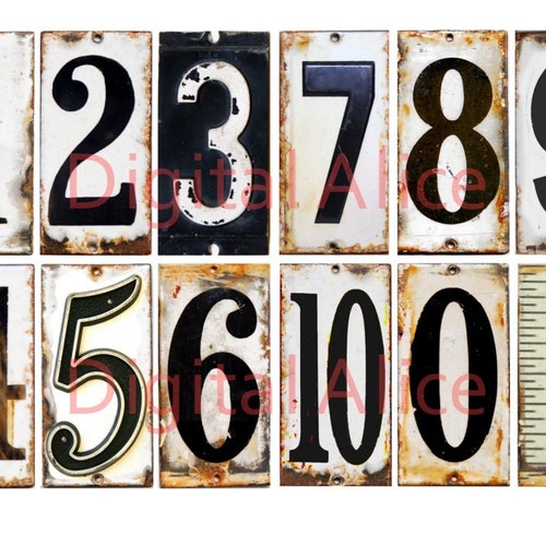 Old VINTAGE METAL NUMBERS Industrial House Numbers instant - Etsy