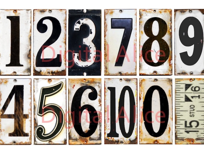 Old VINTAGE METAL NUMBERS Industrial House Numbers instant Download ...