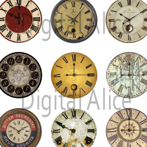 VINTAGE CLOCK FACES 12 Inch Craft Circles Eight Instant - Etsy