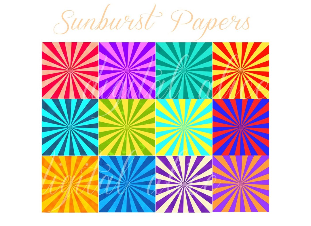 SUNBURST STARBURST PAPERS - Printable Patterned Digital Paper ...