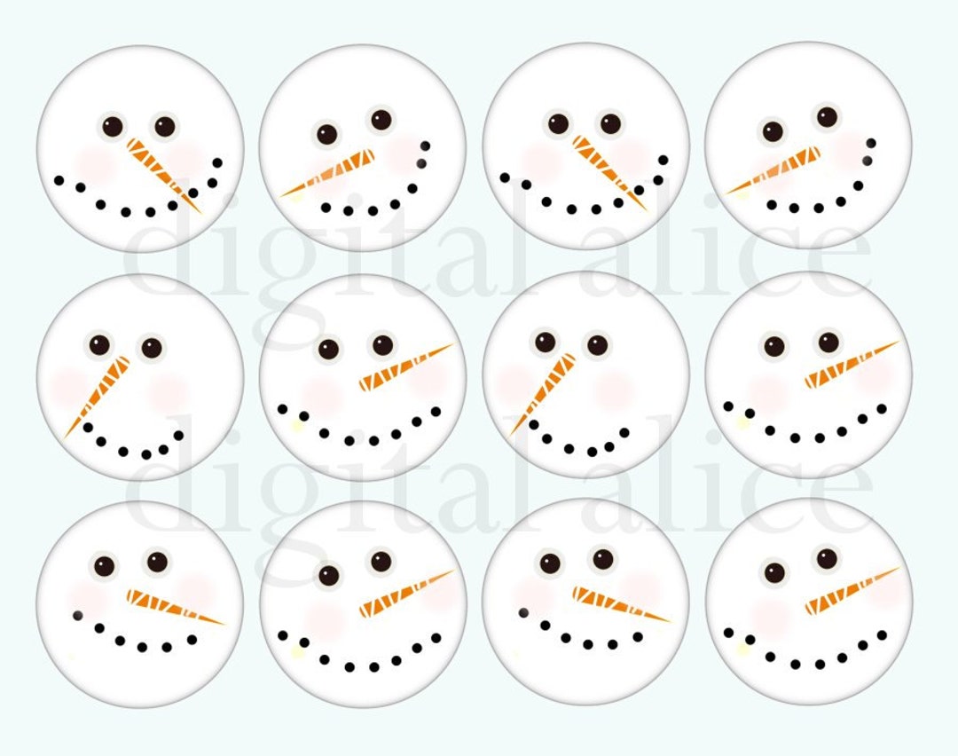 CHRISTMAS SNOWMAN Printable Craft Circles -digital Snow Man Heads ...