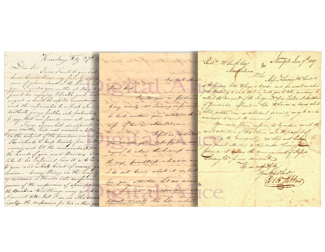 ANTIQUE 1800's HANDWRITTEN LETTERS - Digital Paper Pack - 3 Old Letters ...