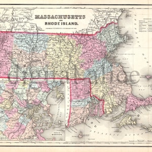 Vintage BOSTON MASSACHUSSETTS Map - Old Map 1855 Bean Town Boston ...