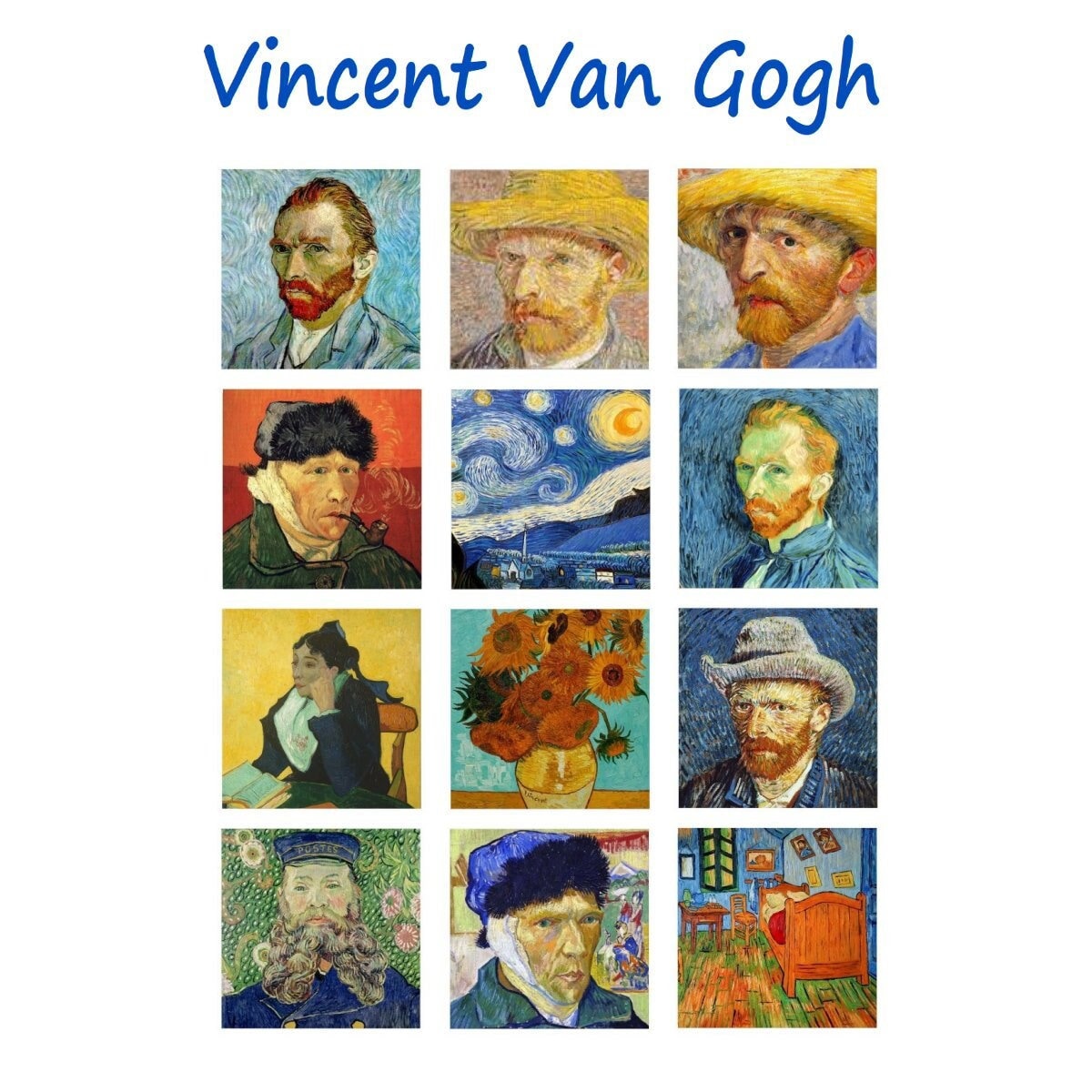 VINCENT VAN GOGH Craft Squares Van Gogh Instant Download - Etsy