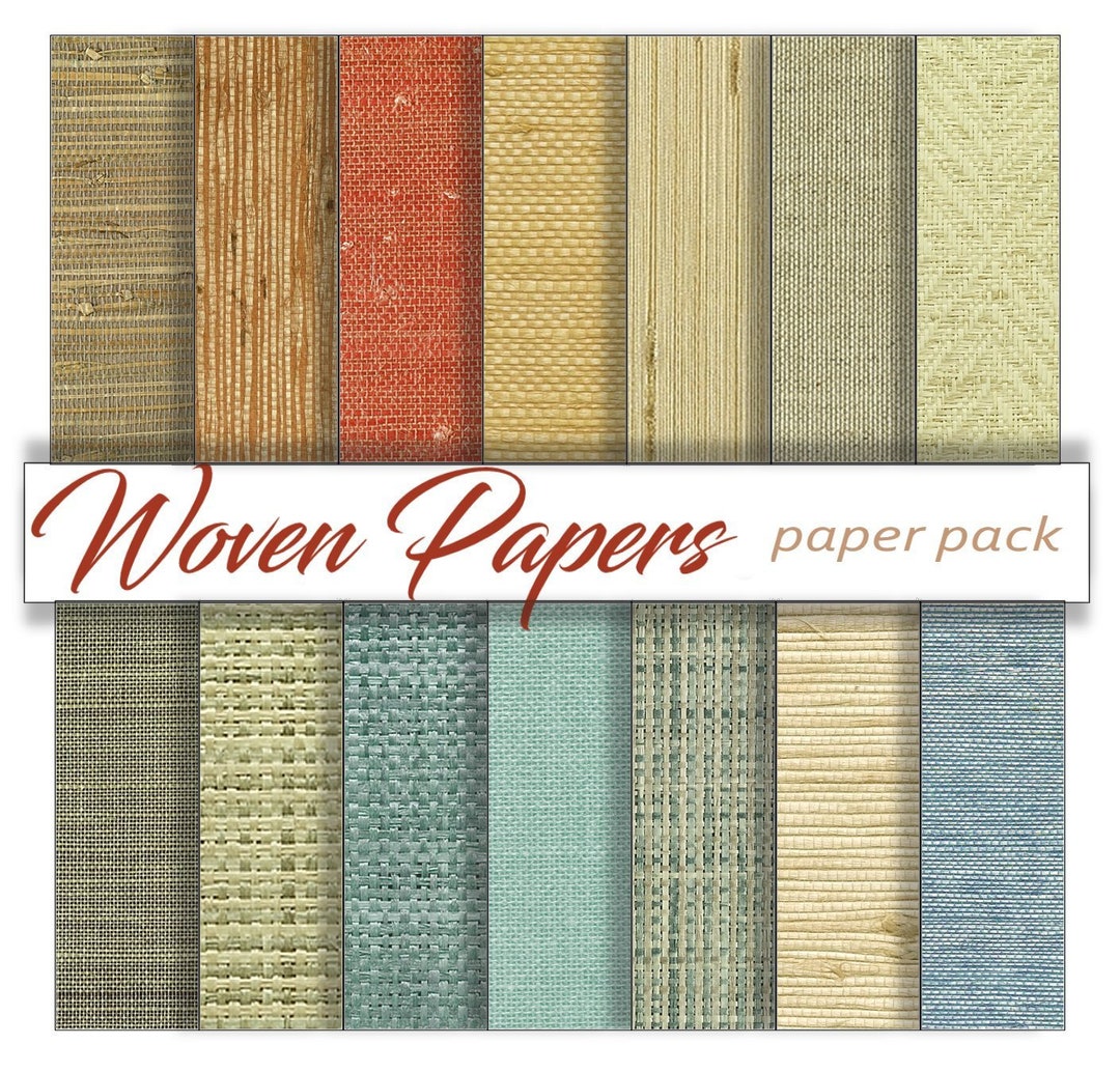 WOVEN PAPERS Digital Paper Pack- 14 Grass Cloth, Jute, Burlap, Sisal ...