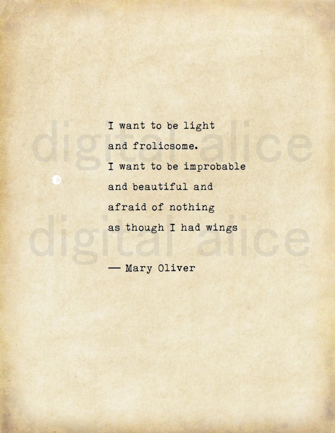 VINTAGE TYPEWRITER PRINT Life Quote- I Want to Be Light and Frolicsome ...