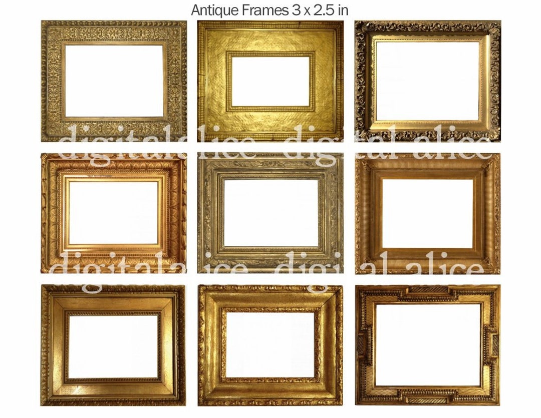 Vintage Gold Frames Clipart - Printable Antique Frames (digital ...