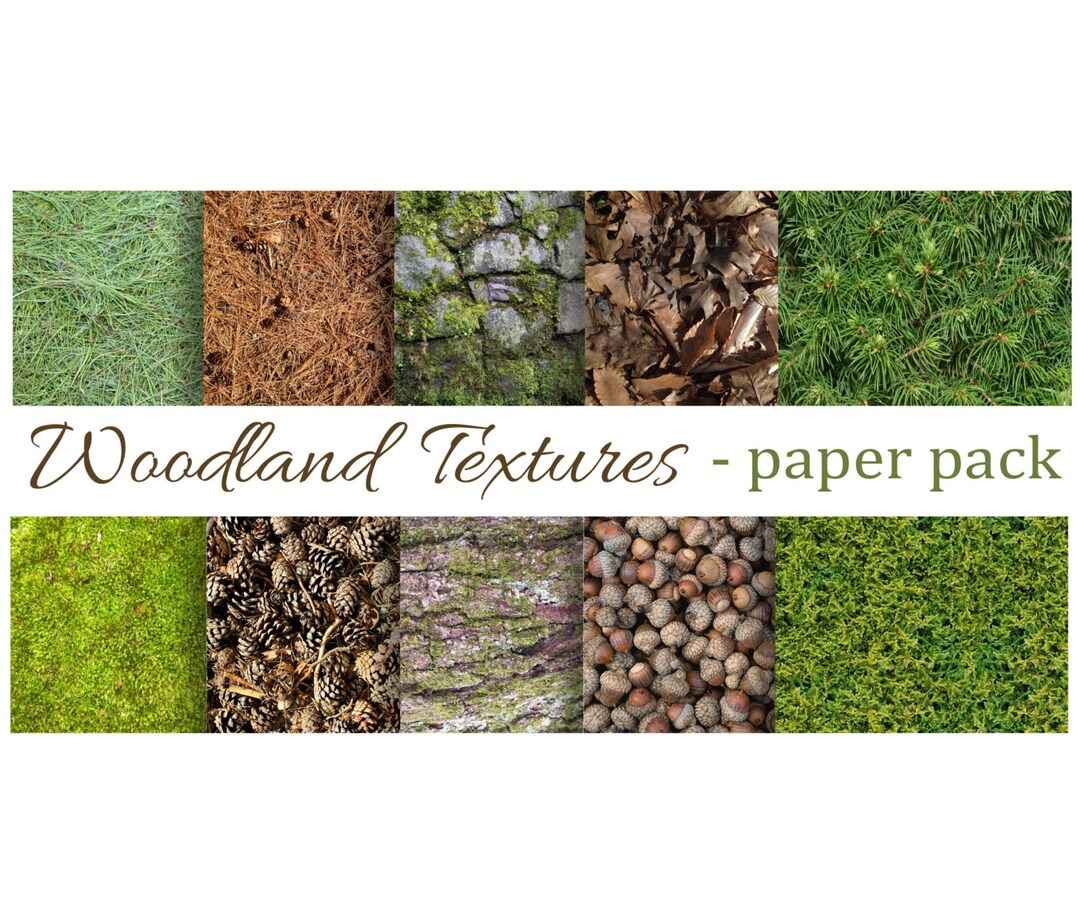 WOODLAND TEXTURES Paper Pack- Digital Papers - Moss,pine Needles ...