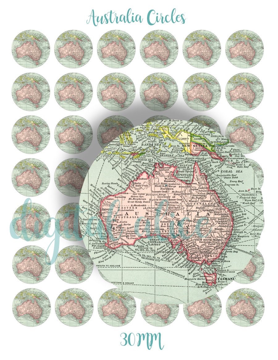 AUSTRALIA MAP Craft Circles - Instant Download Digital Printable Atlas ...