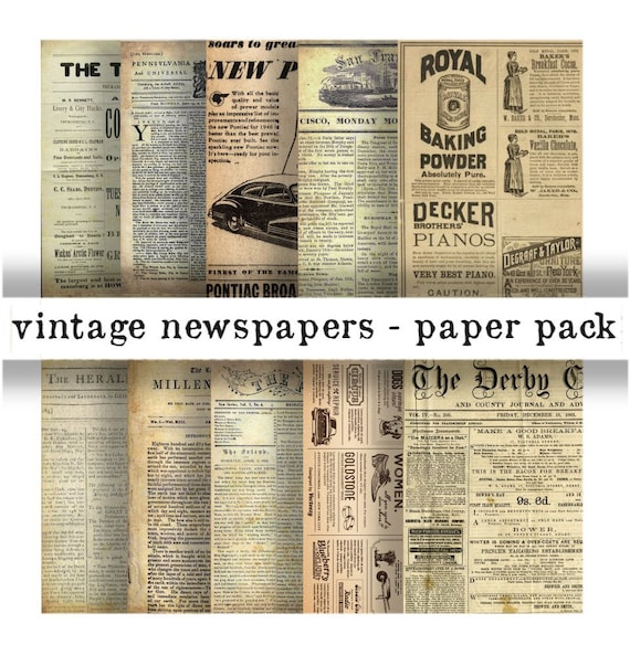 VINTAGE NEWSPAPERS Paper Pack Digital Papers 10 Antique | Etsy