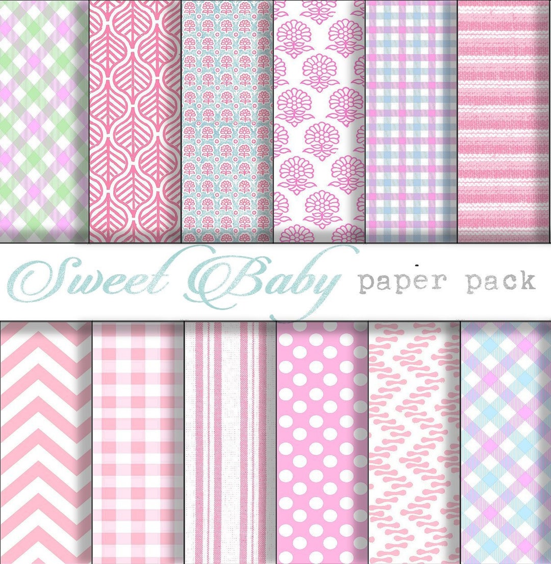 Pastel BABY PRINTS PAPER, Printable Digital Papers, Baby Nursery Shower ...