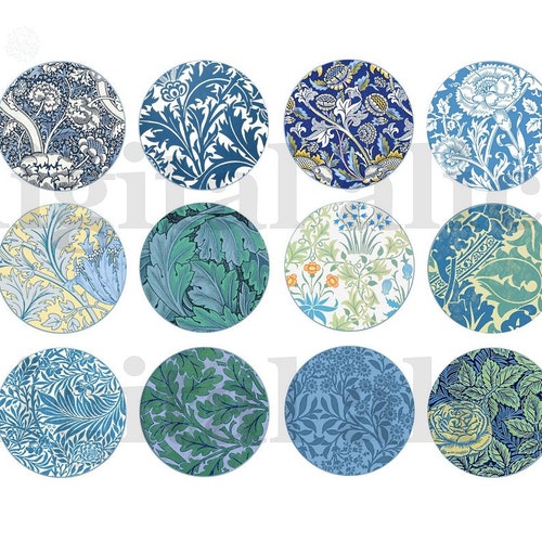 WILLIAM MORRIS DECO Craft Circles Digital Download Collage - Etsy