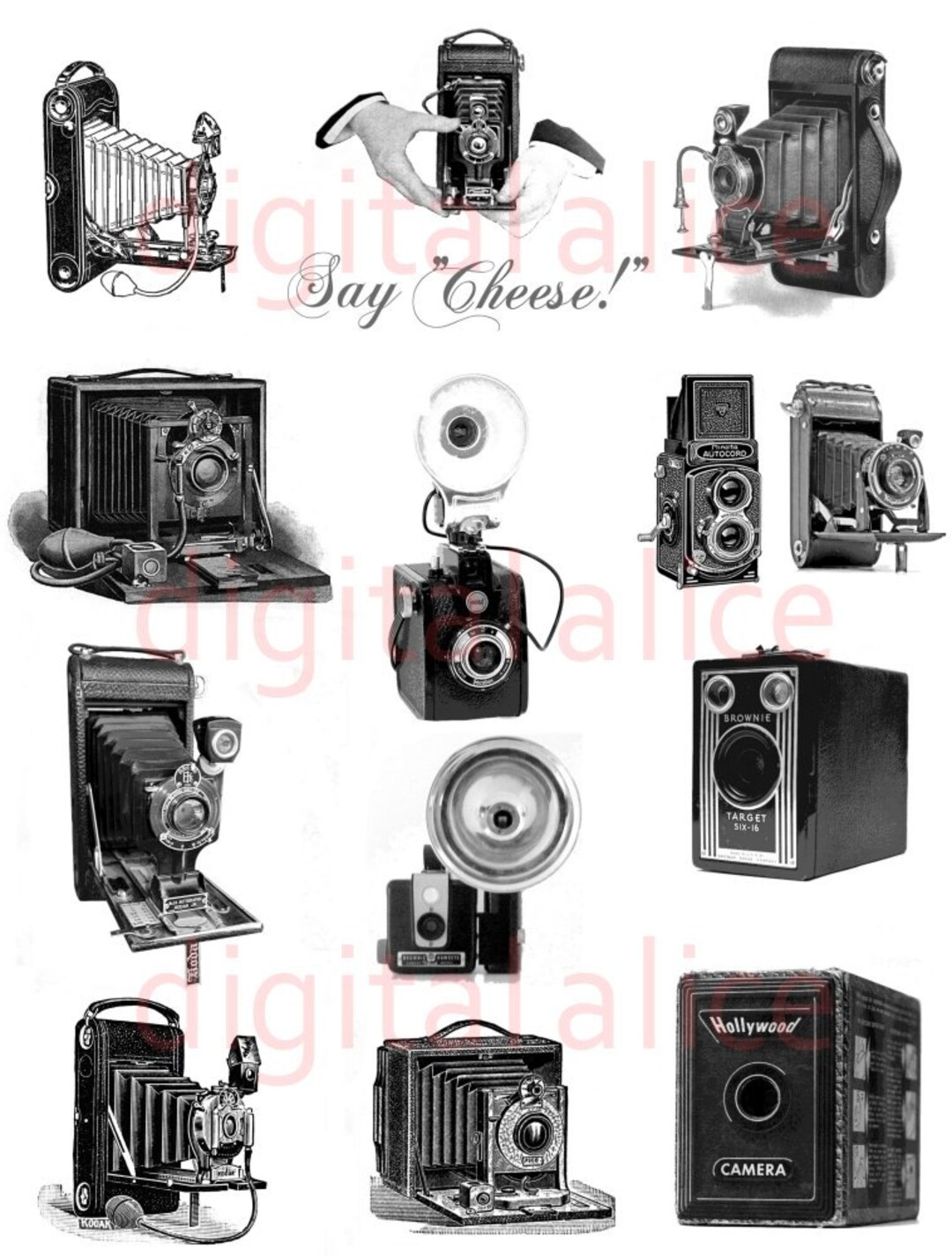 ANTIQUE CAMERA PRINT - Digital Download - Collage Sheet Printable ...