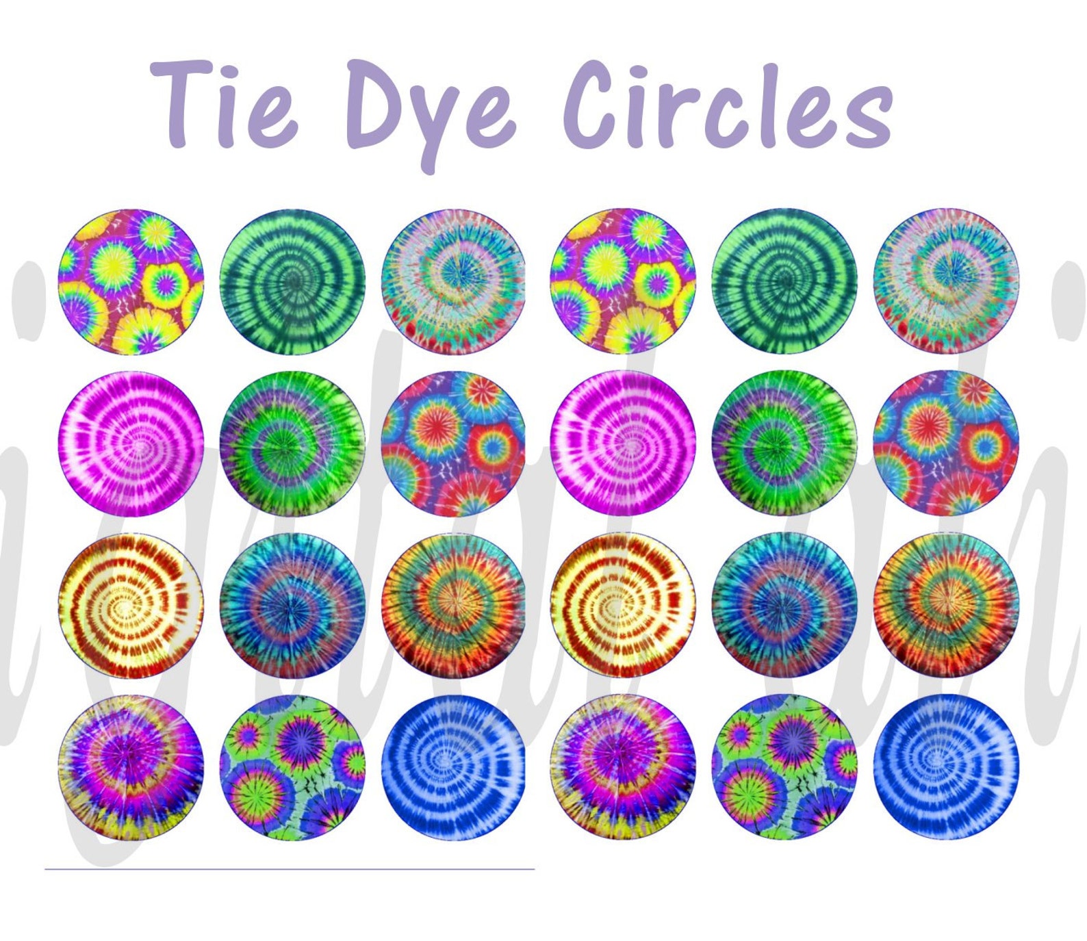 TIE DYE Craft Circles - Groovy Psychedlic Digital Download Crafts Sheet ...