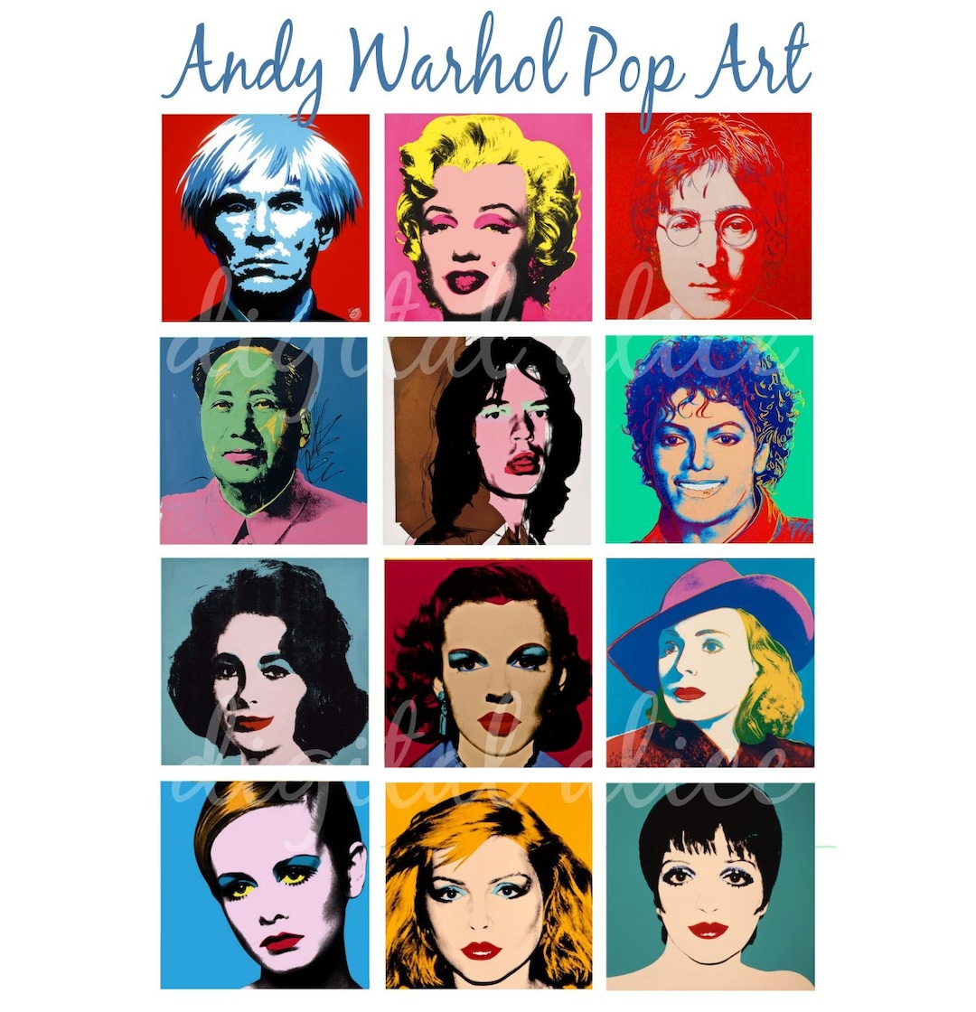 Printable Digital Collage Sheet - POP ART Andy Warhol Paintings - 1 and ...