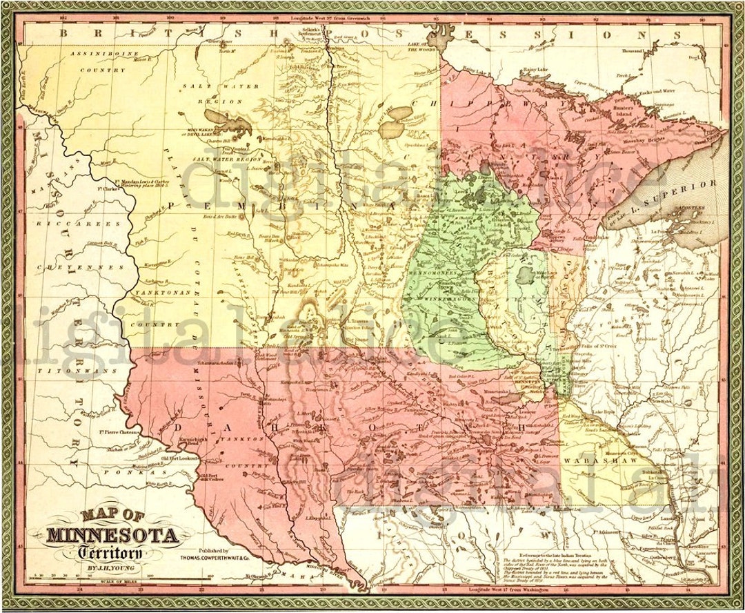 Colorful VINTAGE MINNESOTA MAP -instant Download Digital Printable- Mn ...